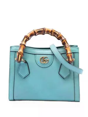 Gucci Calfskin Bamboo Diana Satchel - Blue