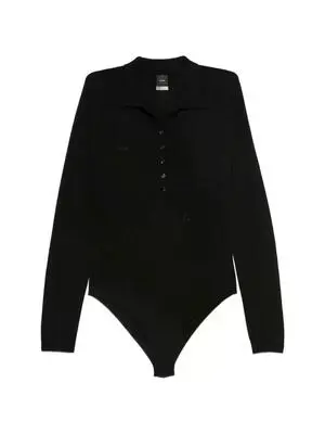 Pinko Long-sleeve Buttoned Ribbed Knit Bodysuit