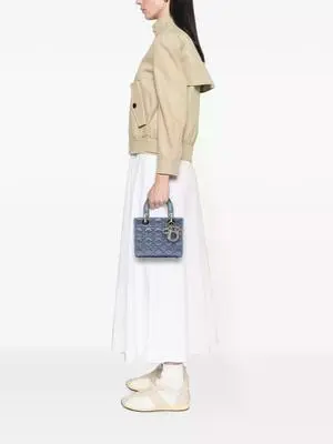 Dior 2019 Small Satin Cannage Swarovski Lady Satchel - Blue
