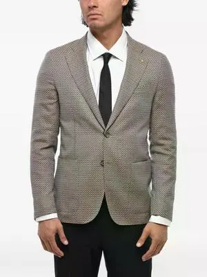 Corneliani Geometric-pattern Wool Blazer - Brown