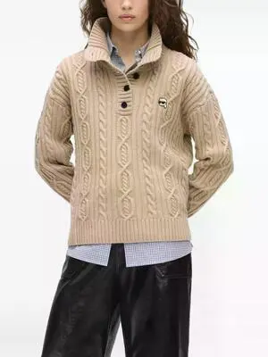 Karl Lagerfeld Ikon Cable-knit Polo Sweater