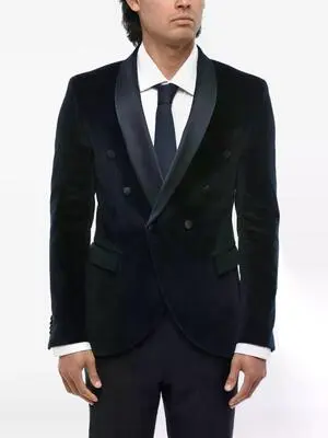 Corneliani Double-breasted Velvet Blazer - Blue