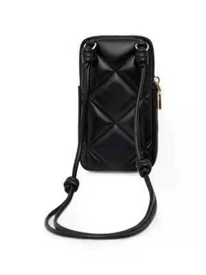 Moschino Quilted Logo-plaque Phone Bag - Black