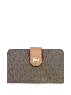 Michael Kors Medium Monogram-print Logo-plaque Wallet - Brown