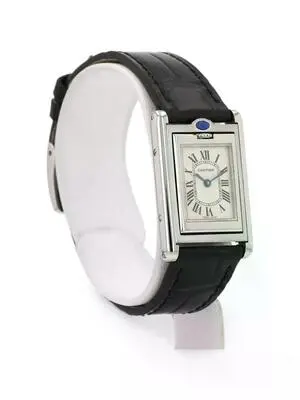 Cartier 1990 Tank Basculante 22mm Watch With Leather Strap