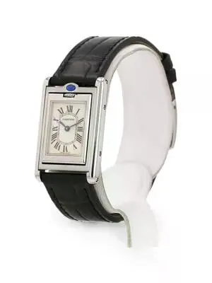 Cartier 1990 Tank Basculante 22mm Watch With Leather Strap