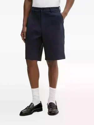 LES DEUX Seersucker Textured Logo Embroidered Shorts - Blue