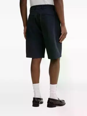 LES DEUX Seersucker Textured Logo Embroidered Shorts