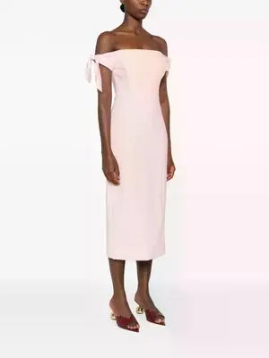 Carolina Herrera Off-shoulder Bow Detail Midi Dress - Pink
