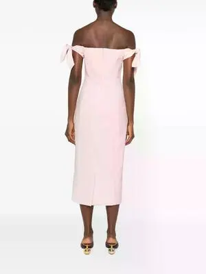 Carolina Herrera Off-shoulder Bow Detail Midi Dress - Pink