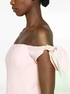 Carolina Herrera Off-shoulder Bow Detail Midi Dress - Pink