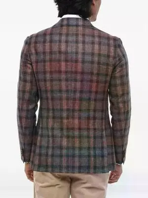 Corneliani Tartan-print Linen-blend Blazer