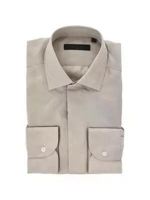 Corneliani Silk Concealed-placket Shirt - Neutrals