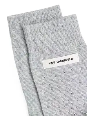 Karl Lagerfeld Rhinestone Logo Crew Socks