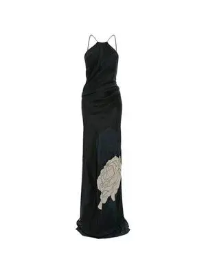 Victoria Beckham Floral Halter Gown Dress