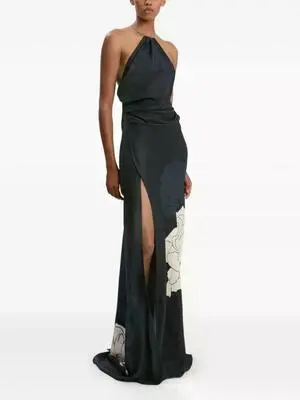 Victoria Beckham Floral Halter Gown Dress