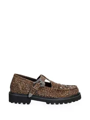 Andersson Bell Leopard Print Studded Loafers