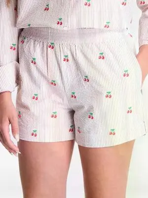 MC2 SAINT BARTH Seersucker Cherry Embroidered Shorts