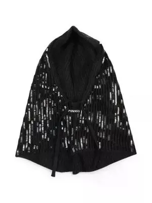 Pinko Sequin-embellished Ribbed Balaclava - Black