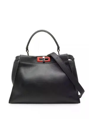 Fendi Leather Peekaboo Iconic Satchel - Blue