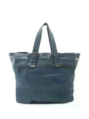 Bottega Veneta 2000s Intrecciato Calf Leather Tote Bag - Blue