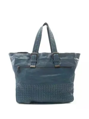 Bottega Veneta 2000s Intrecciato Calf Leather Tote Bag - Blue