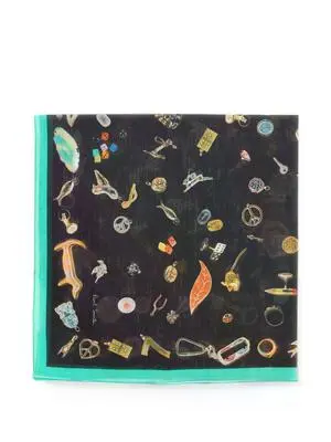 Paul Smith Charm-print Cotton Scarf - Black