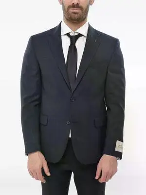 Corneliani Cc Collection Checked Single-breasted Blazer - Blue