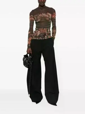 JEAN PAUL GAULTIER Floral-print Striped Long-sleeve T-shirt - Green
