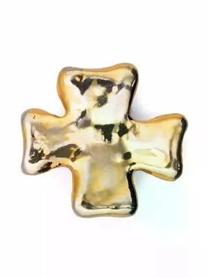 Christian Lacroix 1980s Cross Motif Brooch - Gold