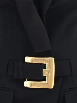 Balmain Sleeveless Belted Tuxedo Dress