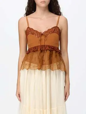 Chloé Off-the-shoulder Lace And Tulle Evening Top - Brown