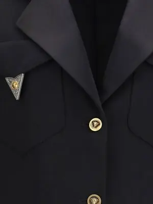 Versace Cropped Blazer With Embellished Pockets