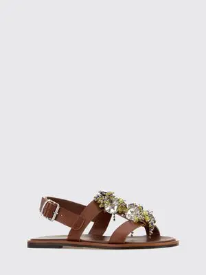 Dries Van Noten Embellished Flat Sandals - Red