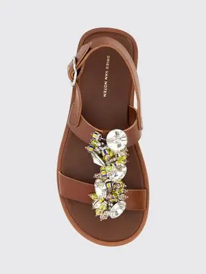 Dries Van Noten Embellished Flat Sandals - Red