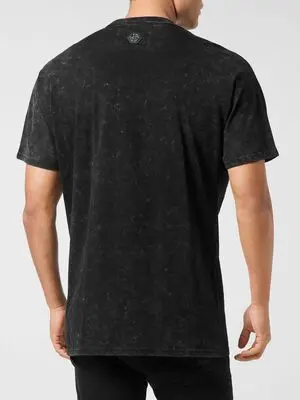 Philipp Plein Graphic Print Cotton T-shirt With Rhinestone Embroidery