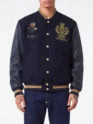 Philipp Plein Embroidered Varsity Jacket - Navy