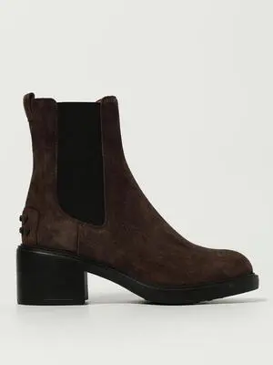 TOD'S Suede Chelsea Boots With Embossed T Timeless Logo - Brown