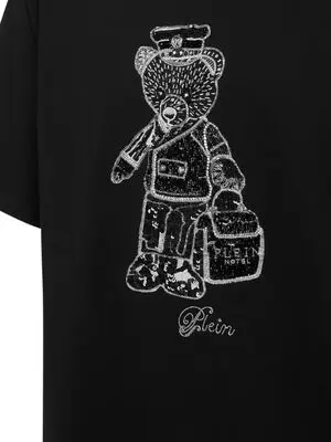 Philipp Plein Teddy Bear Embroidered Cotton T-shirt With Appliqués