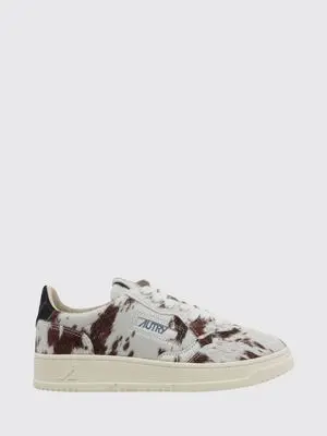 AUTRY Medalist Low Sneakers In Leather With Animalier Pony Hair Inserts Earth