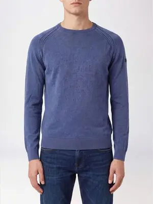 RRD Long-sleeve Crewneck Sweater In Pure Cotton With Ribbed Trims - Blue