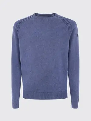 RRD Long-sleeve Crewneck Sweater In Pure Cotton With Ribbed Trims - Blue