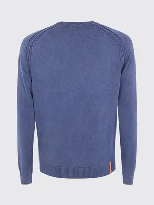 RRD Long-sleeve Crewneck Sweater In Pure Cotton With Ribbed Trims - Blue