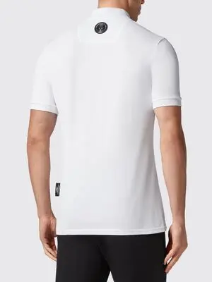 PLEIN SPORT Slim Fit Cotton Polo Shirt With Laminated Hexagon Logo