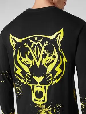 PLEIN SPORT Long-sleeved Cotton T-shirt With Abstract Graphic Print