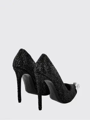 Philipp Plein Embellished Leather Stiletto Pumps With Crystal Skull Detail - Black