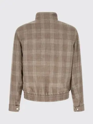 Brunello Cucinelli Wool And Silk Bomber Jacket With Tartan Plaid Pattern