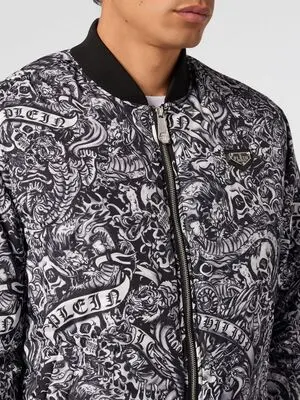 Philipp Plein Bomber Jacket With All-over Print - Black