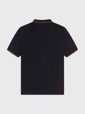 Fred Perry Zip-up Cotton Polo Shirt With Contrast Trims And Embroidered Logo