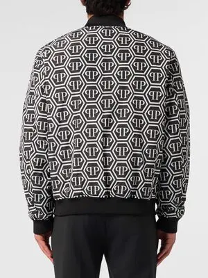 Philipp Plein Padded Monogram Bomber Jacket - Black